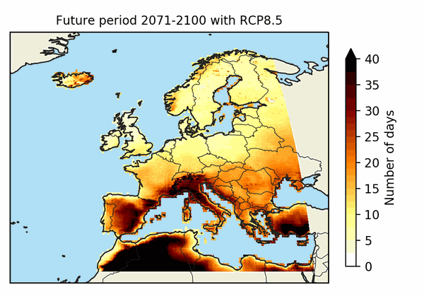 Heat waves and cold spells in Europe derived from climate projections