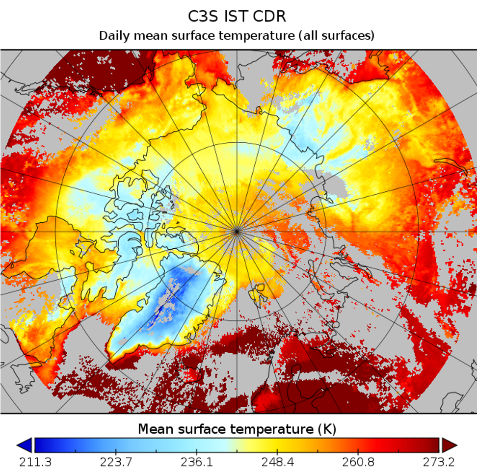 Sea ice surface temperature daily gridded data from 1982 to present ...