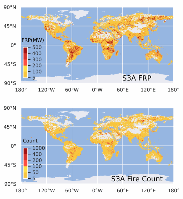 Fire radiative power and active fire pixels from 2020 to present ...